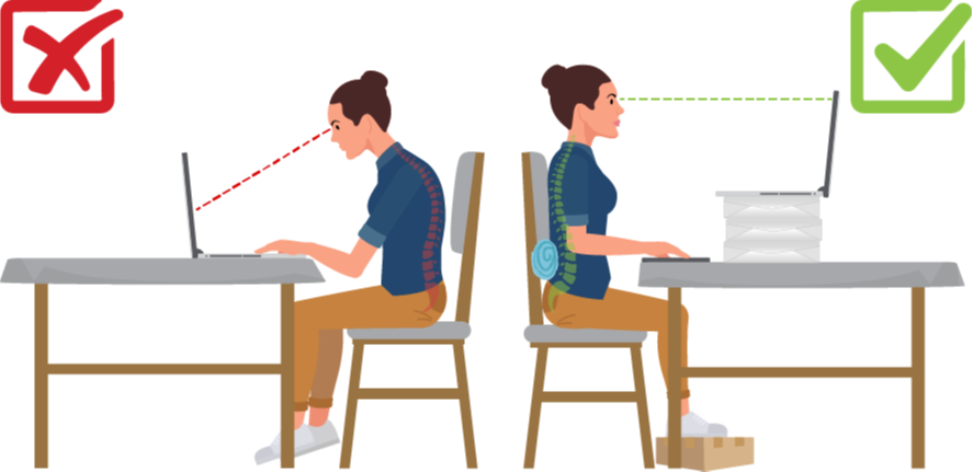 Temporary Office Set-Up Diagram to Avoid Discomfort and MSD Injuries